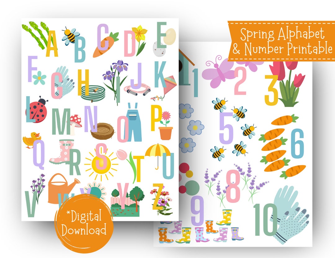 Digital Download Alphabet Poster, Number Poster, Wall Art, Nursery ...
