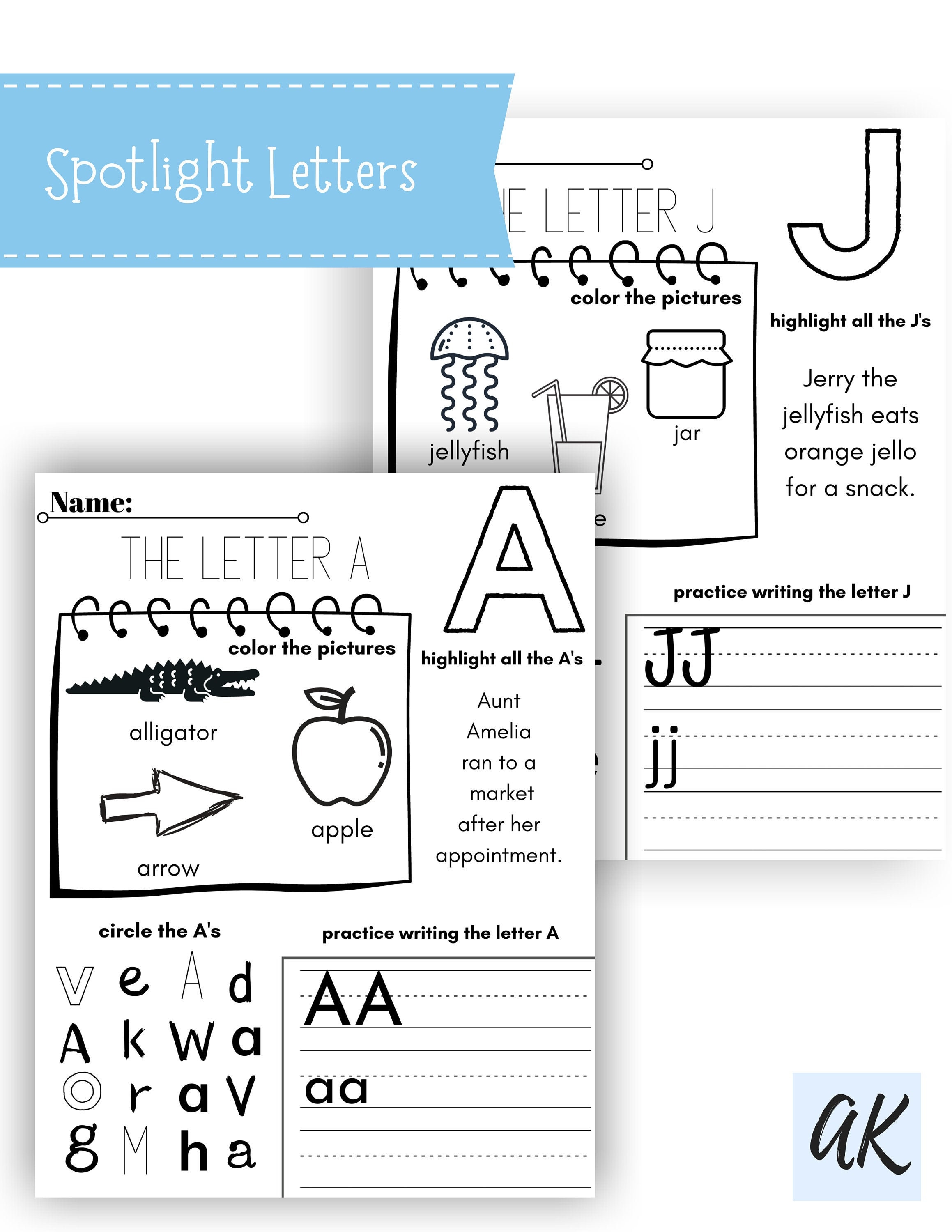 Spotlight Letters, Letter Practice, Alphabet, Letter Sounds ...