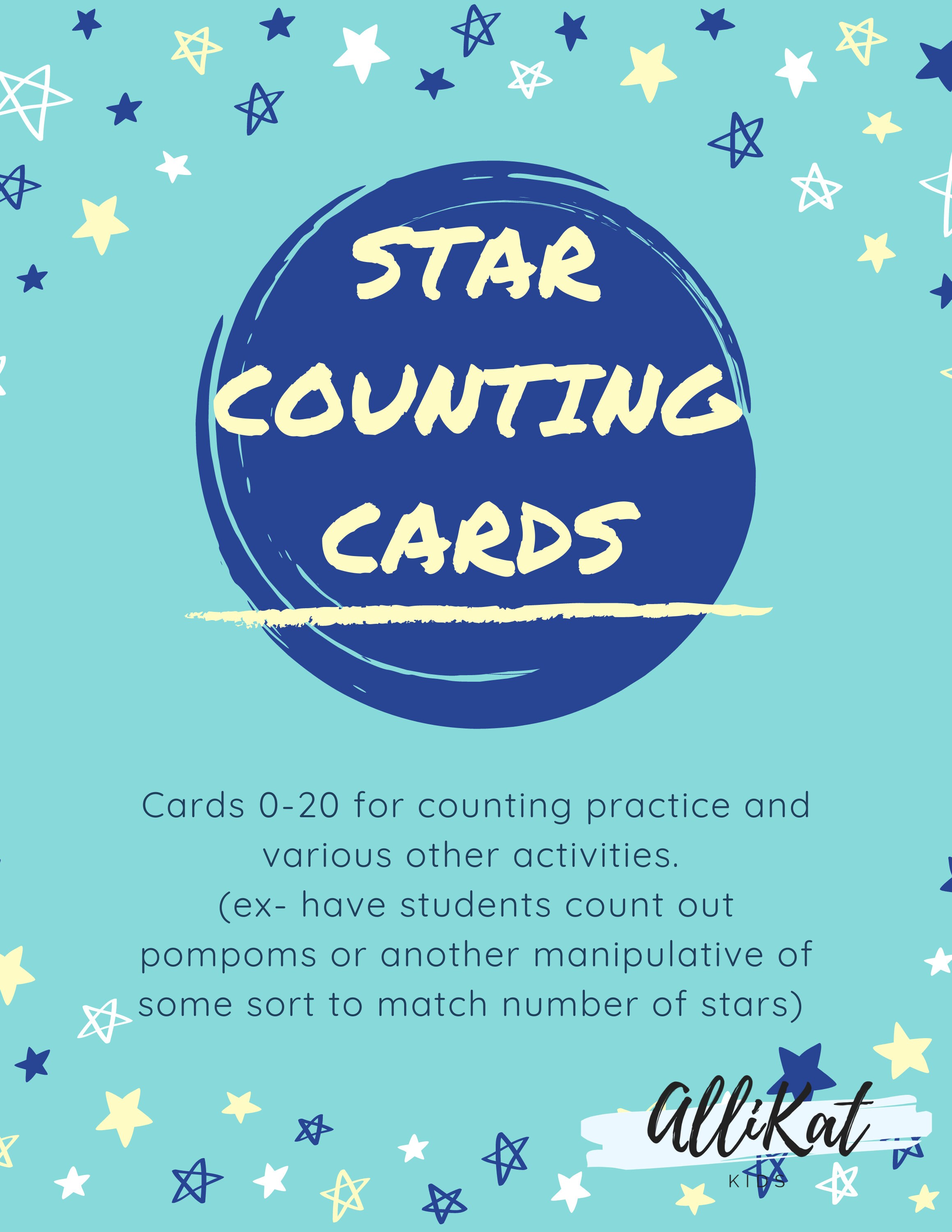 Star Number Cards, Counting Cards, Flash Cards, Number Practice ...