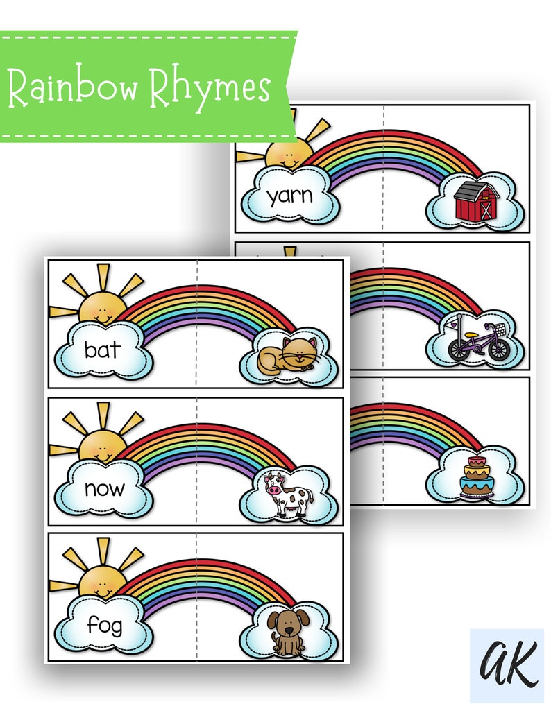 Rainbow Rhyming Game, Rhyming Cards, St. Patricks Day Rhyming Practice ...