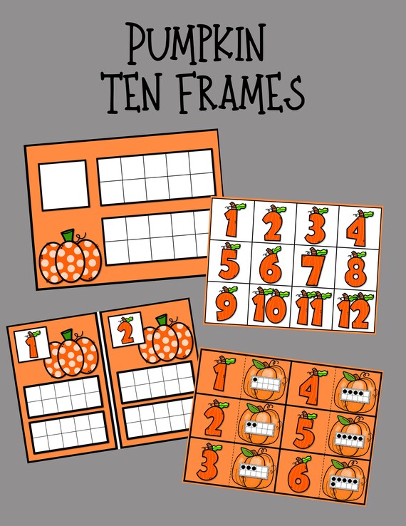 Pumpkin Ten Frames Number Matching Game Ten Frame Work-mat | Etsy