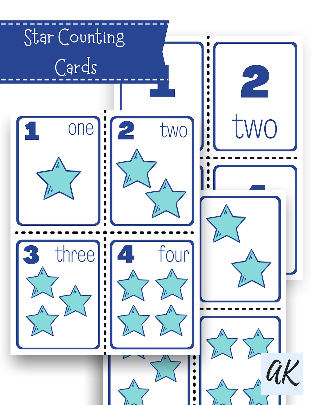Star Number Cards, Counting Cards, Flash Cards, Number Practice ...
