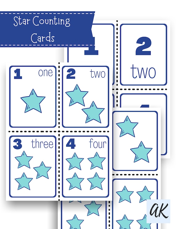 Star Number Cards Counting Cards Flash Cards Number | Etsy