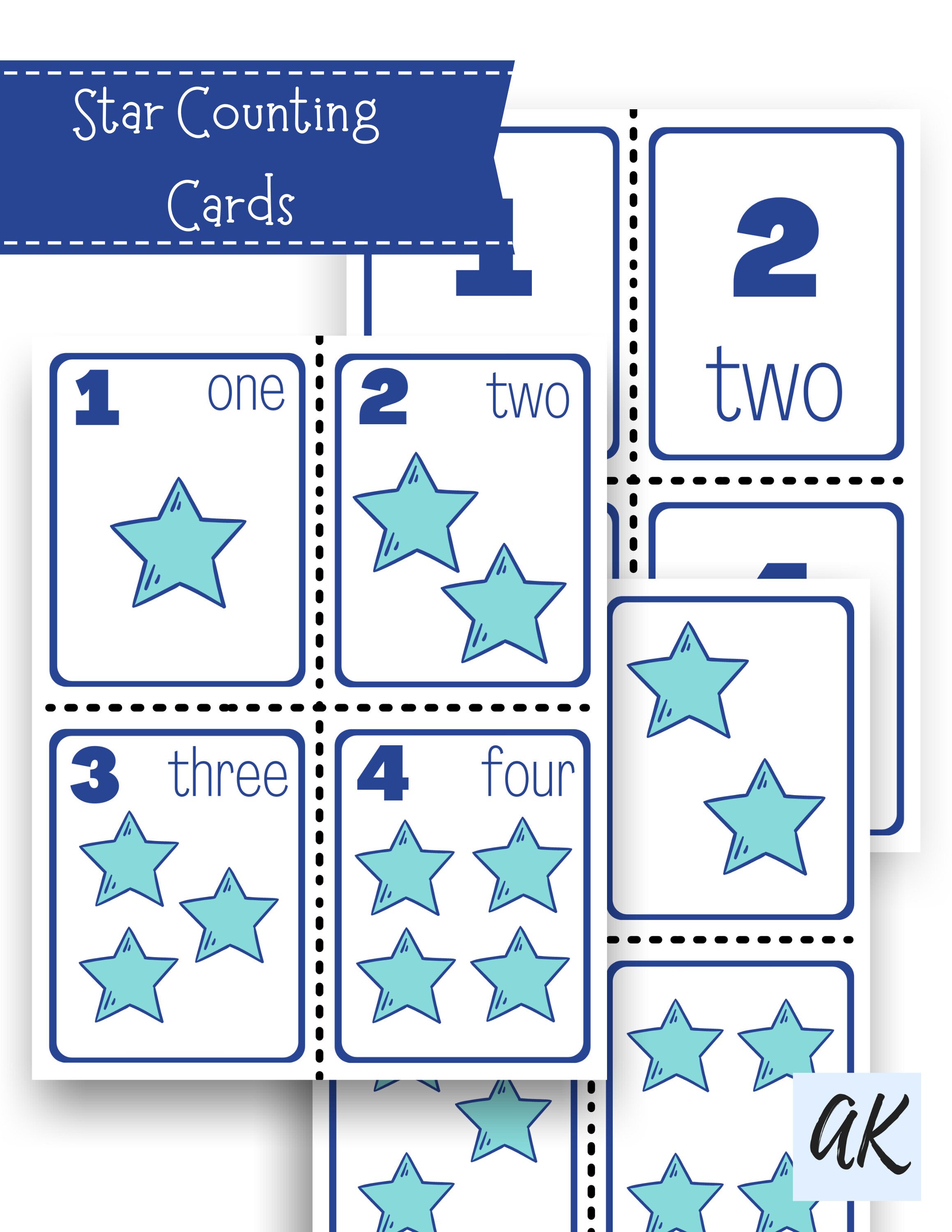 Star Number Cards, Counting Cards, Flash Cards, Number Practice ...