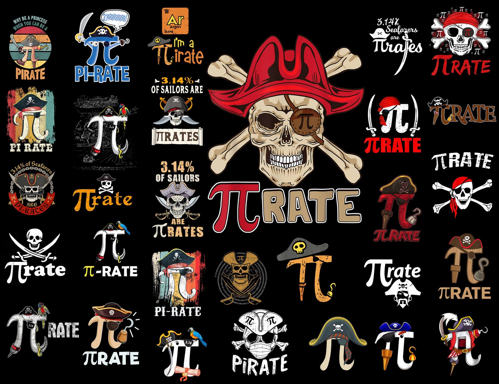 Pirate Pi Day Png Pi Rate Pi Symbol Png Pirate Math Lovers | Etsy
