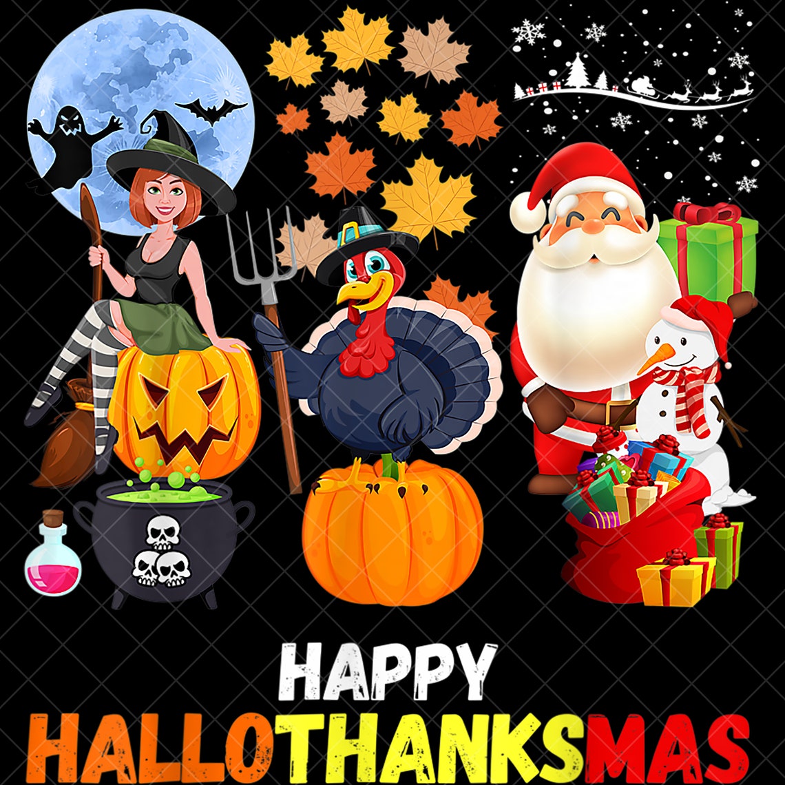 50 Happy Hallothanksmas Png Bundle Happy Halloween | Etsy
