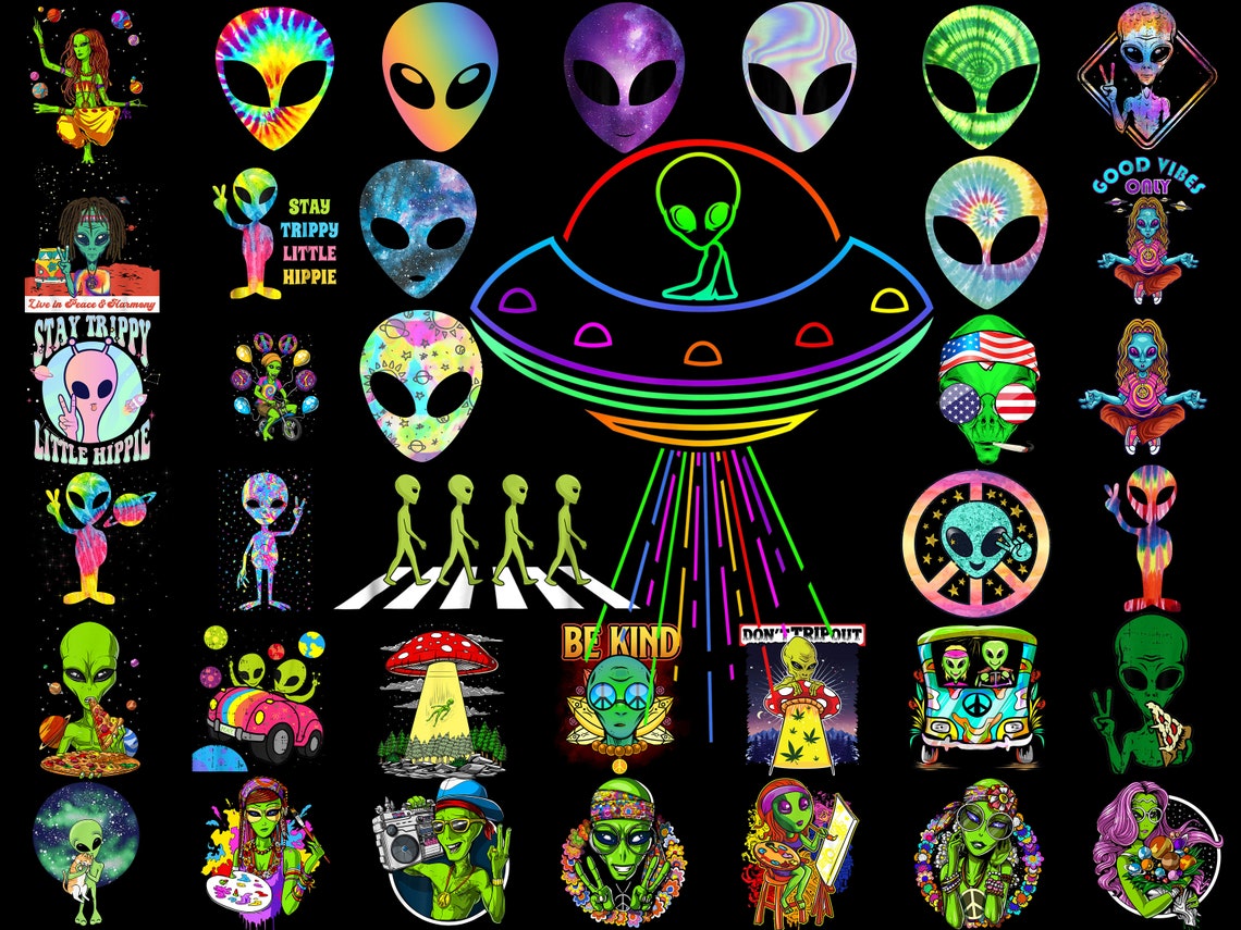 Hippie Space Alien Png Alien Hippie Psychedelic Png Peace | Etsy