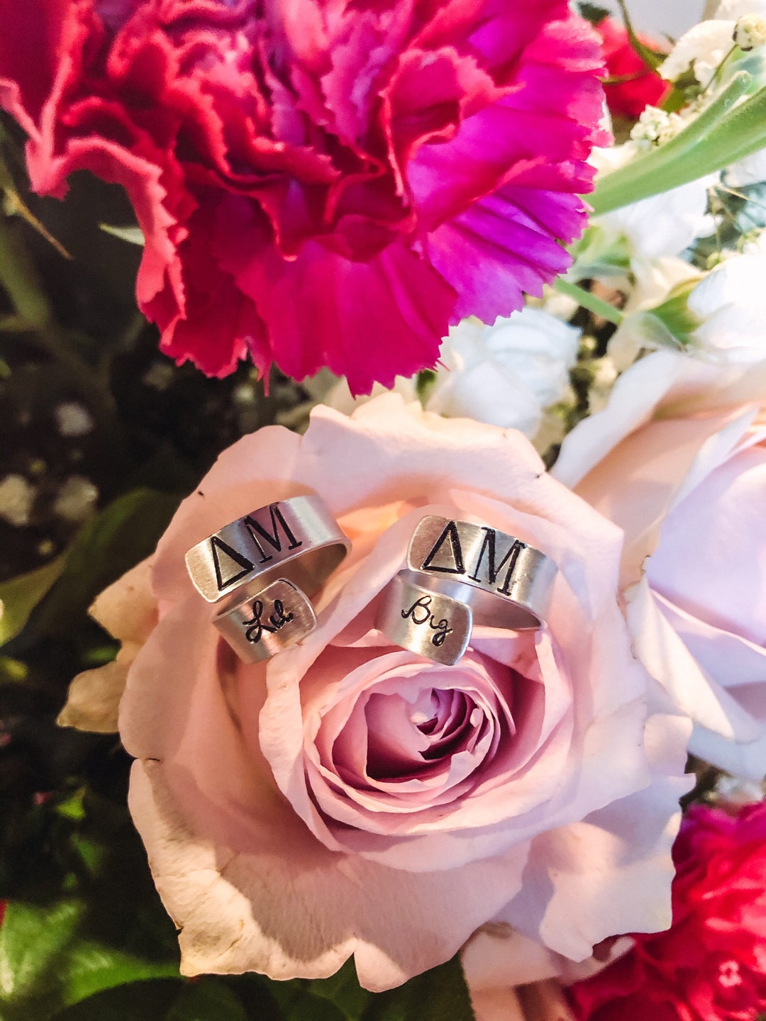 Big/lil Cursive Writing Wrap Ring Set - Etsy