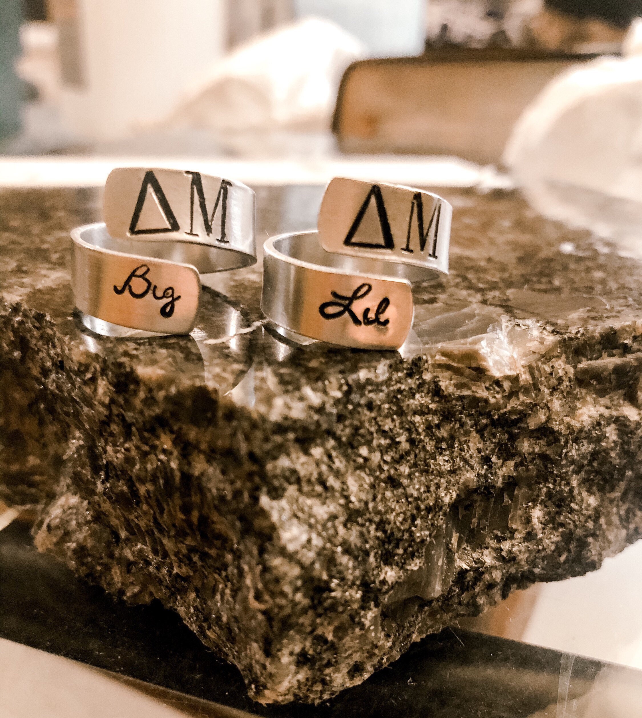 Big/lil Cursive Writing Wrap Ring Set - Etsy