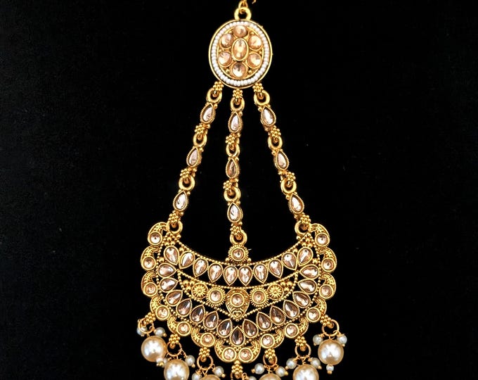 Gold Kundan Pearl Passa, Jhoomer, Side Tika Indian Punjabi Pakistani ...