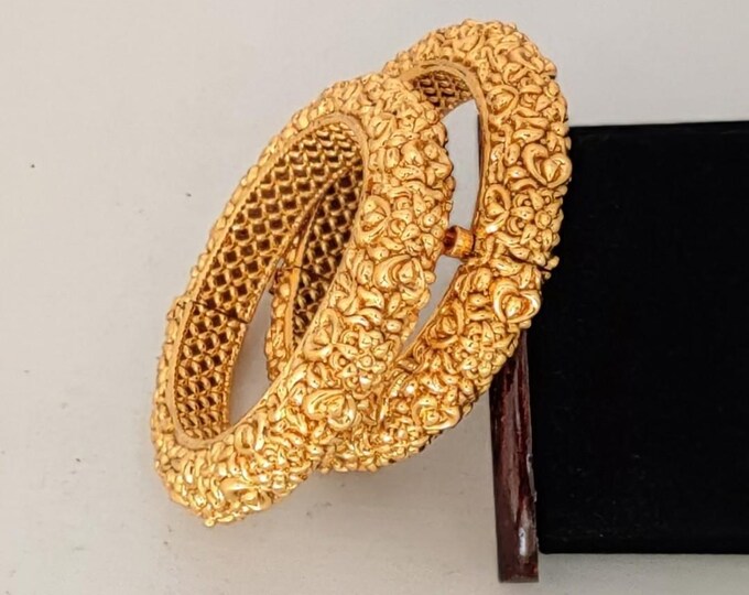 Openable Gold Kada Pair/ Indian Bangles/ Antique Gold Bangles/ Indian ...