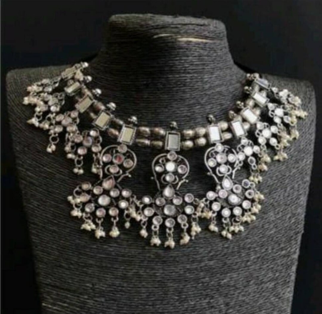 Kuchi Choker Oxidized Alpaca Silver Dual Tone Choker Necklace Oxidized ...