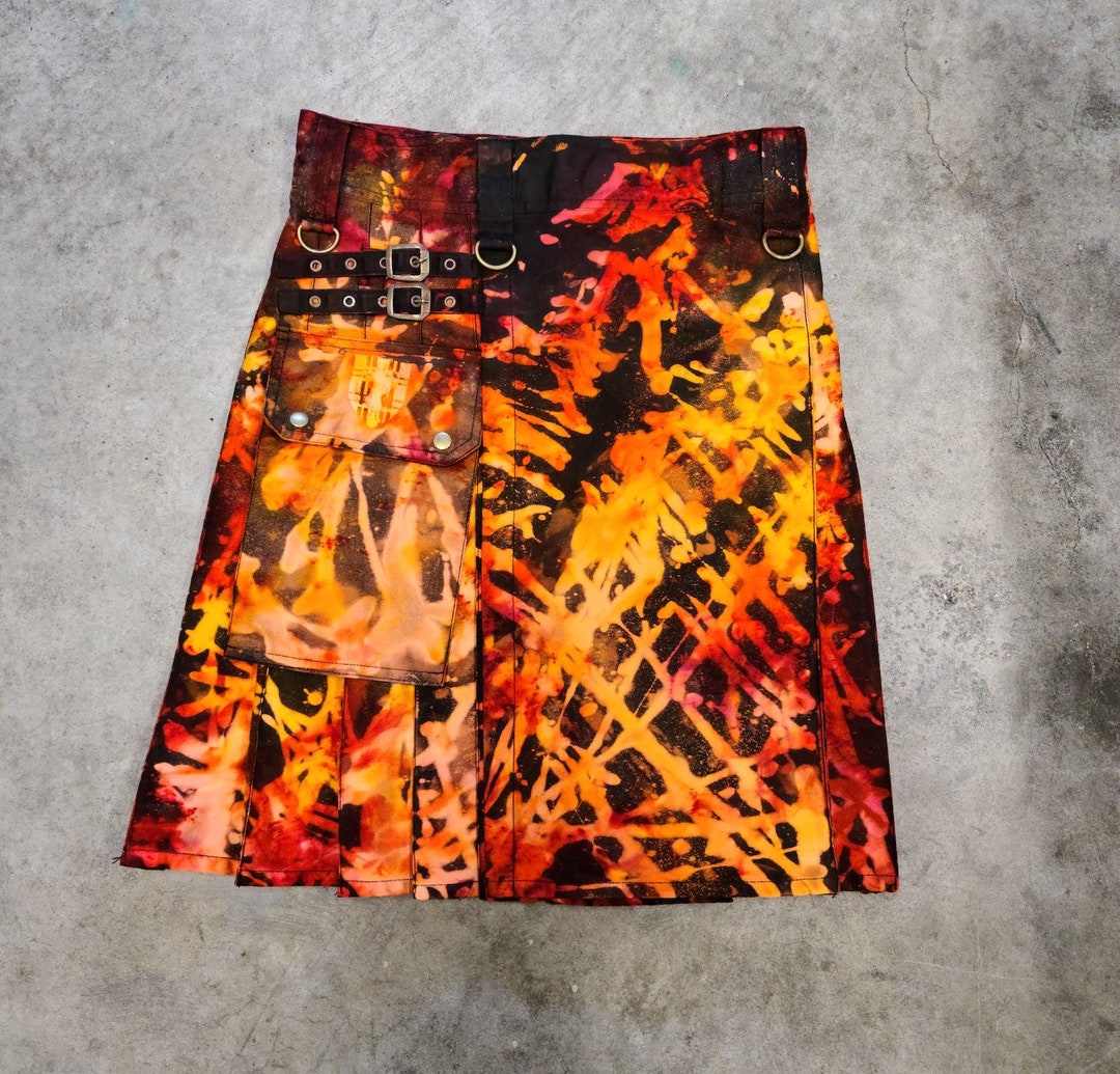 Reverse + Ice Dyed | Fire Punk Men's Kilt - S/M - Etsy