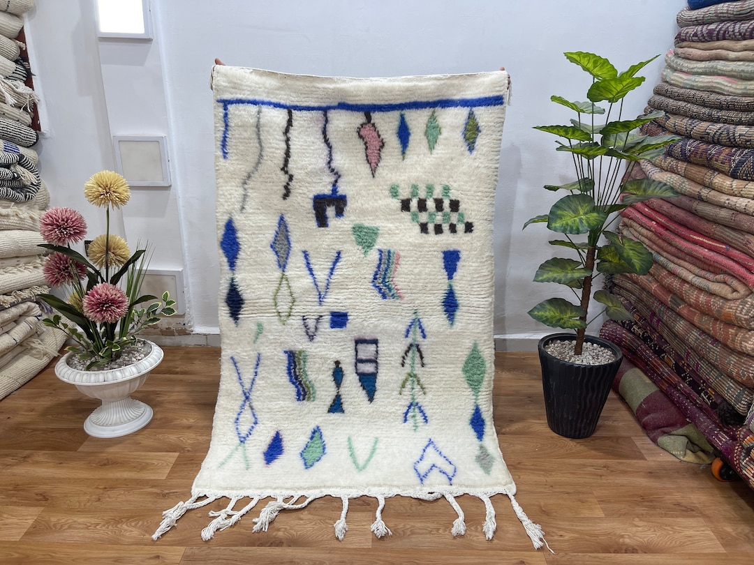 Stunning Moroccan Beni Ourain Rug , Yellow Rug Morocco Carpet Boho ...