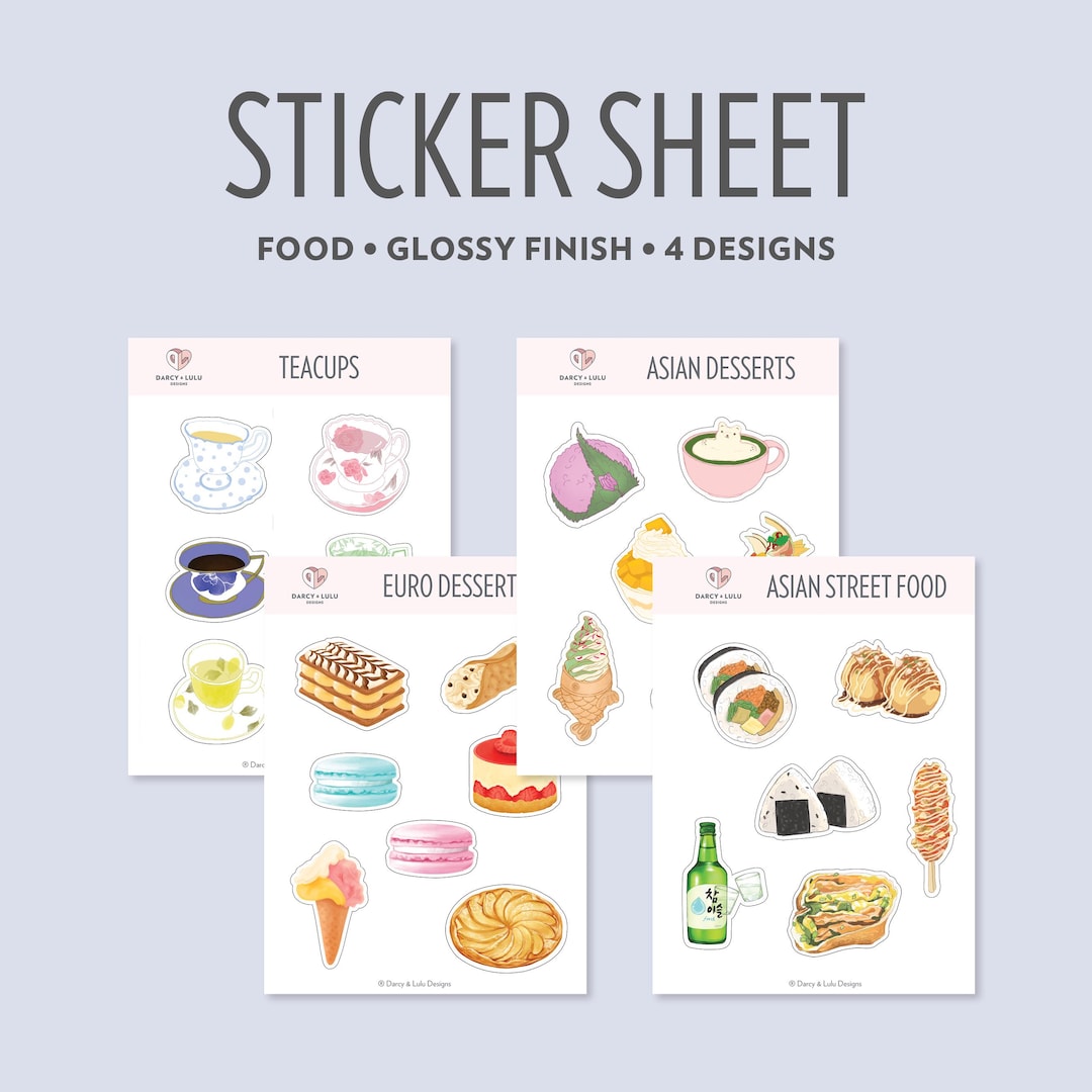 Sticker Sheet | Food Theme | Original Illustrations | Glossy - Etsy