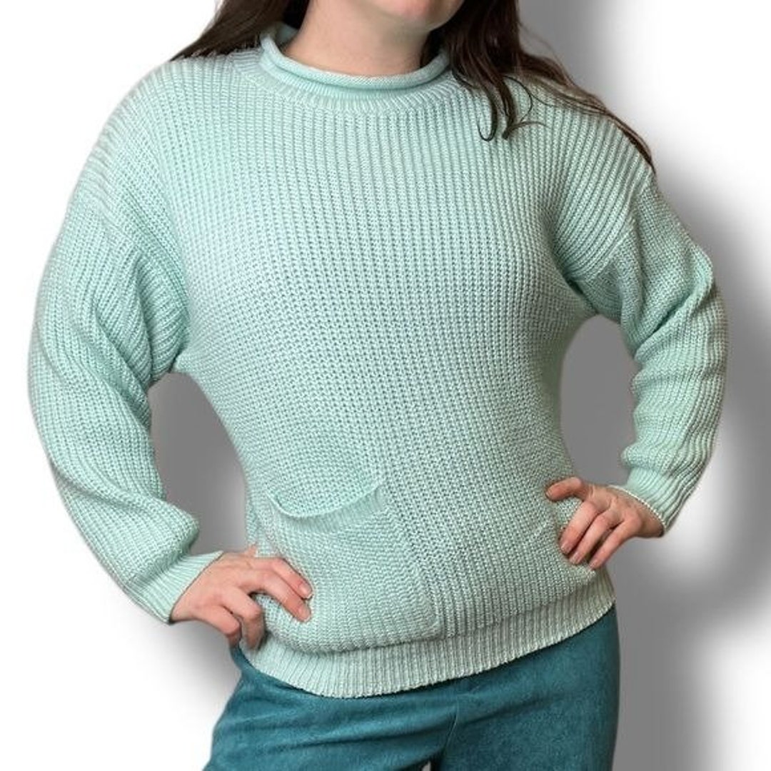 Vintage 1970s Mint Green Sweater With Front Pocket - Etsy