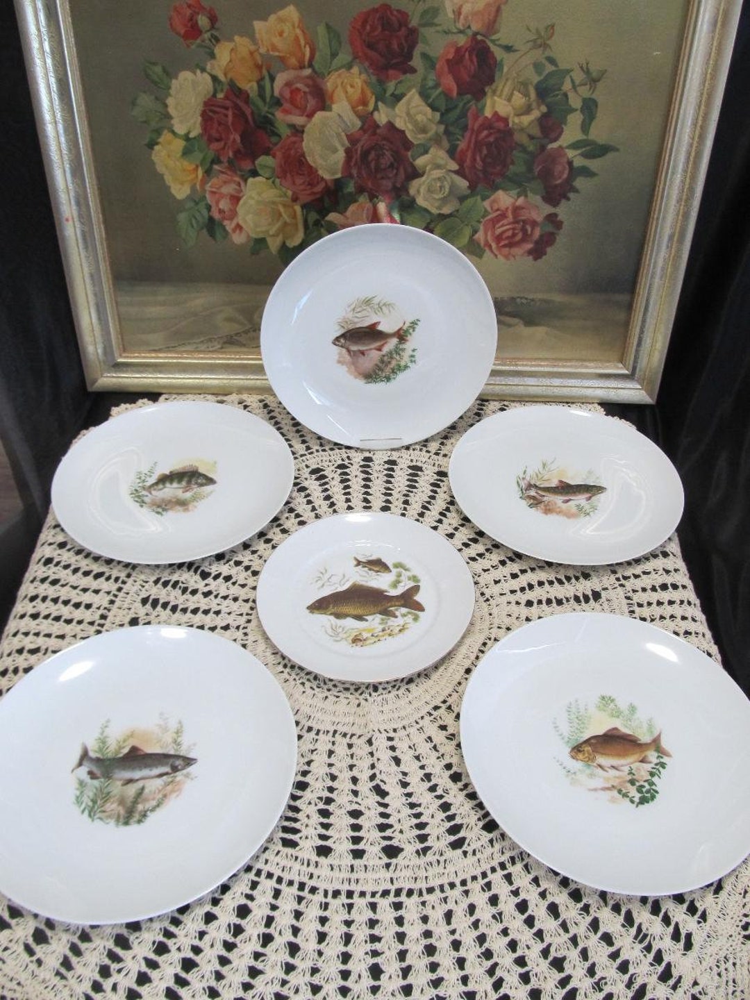 Vintage Fish Serving Plates Set, Set of 51 Dinner Plates Mitterteich ...