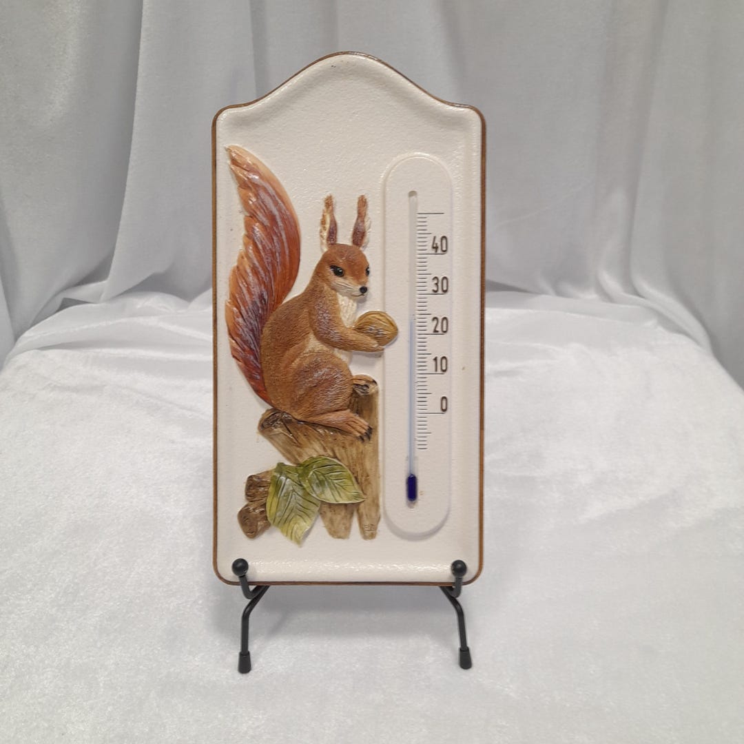 Vintage Ceramic Squirrel Thermometer Handcrafted and Painted, Germany ...