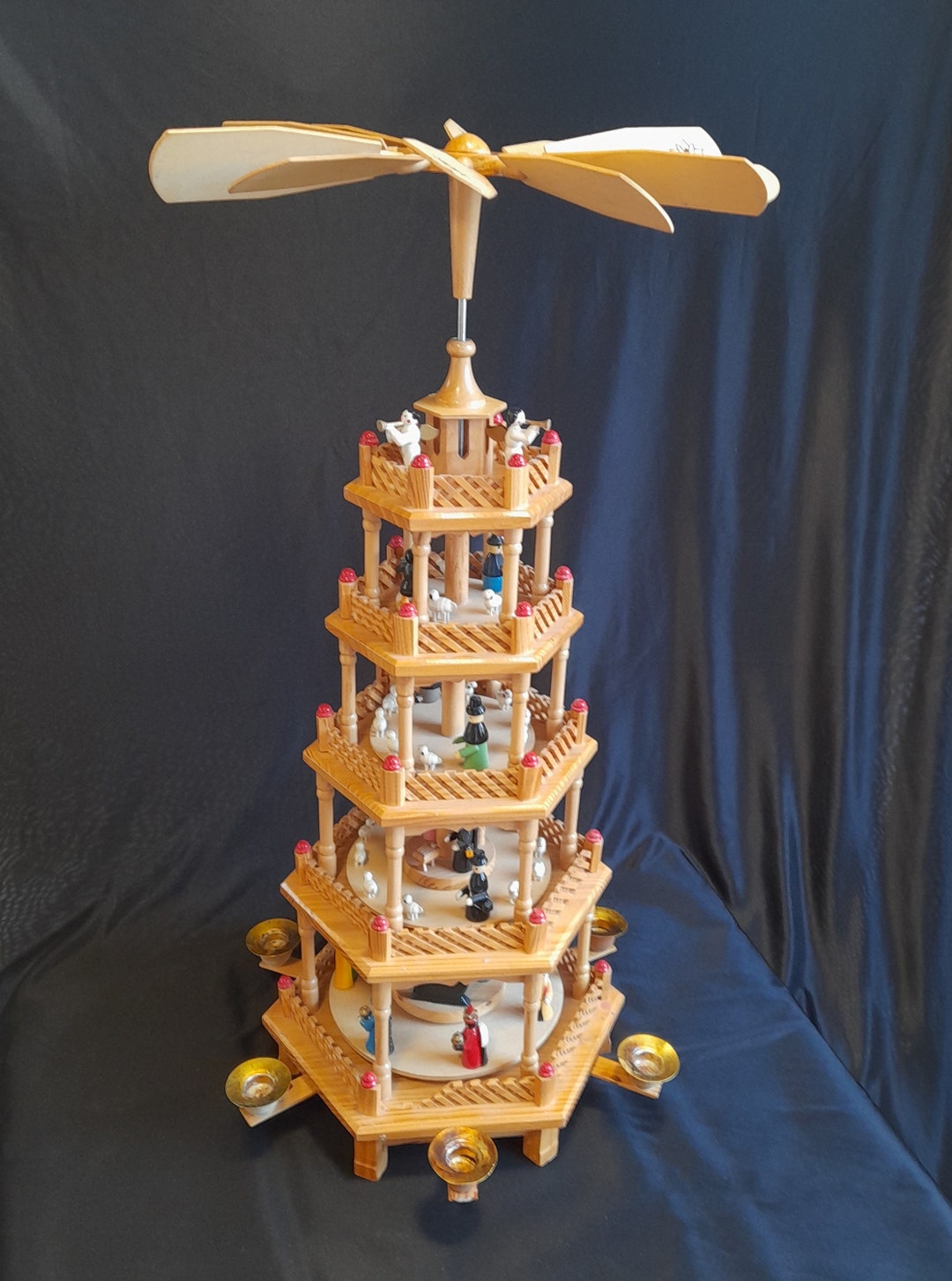 Wooden Traditional Erzgebirge 5-tiered German Christmas Nativity ...