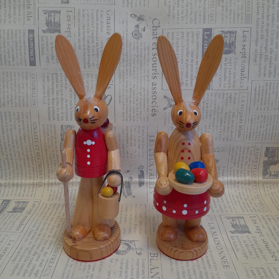 Vintage Rabbits, Easter Bunnies, German Wooden Decoration, Erzgebirge ...