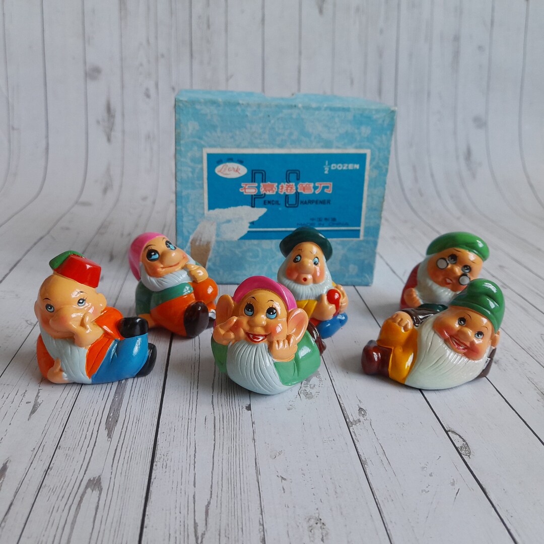 Vintage Lark Gnome Pencil Sharpeners, 1960s Ceramic Dwarfs, Set of 6 - Etsy