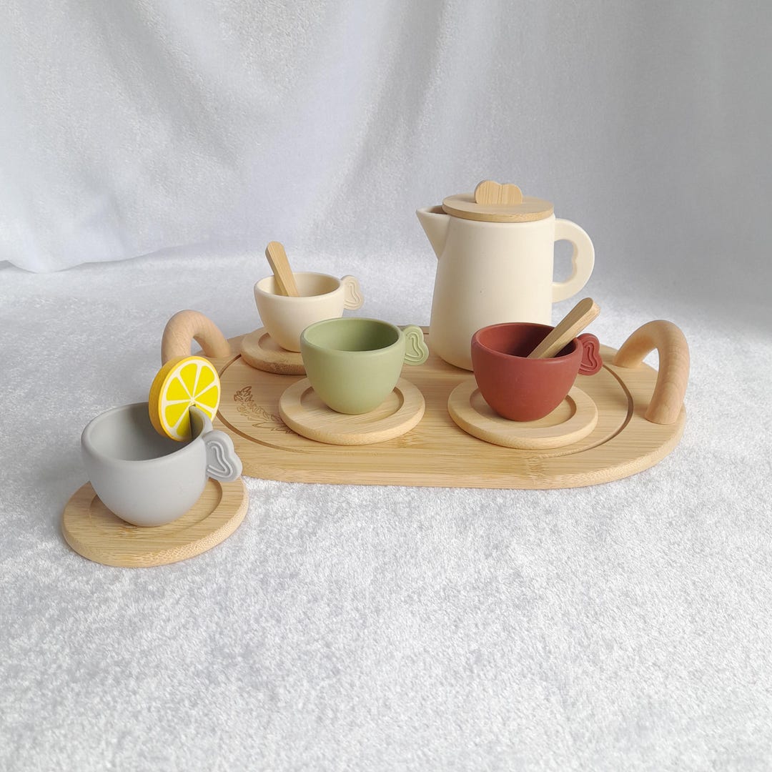 Wooden Tea Set Toys for Kids, Simulation Afternoon Tea Kit Creative ...