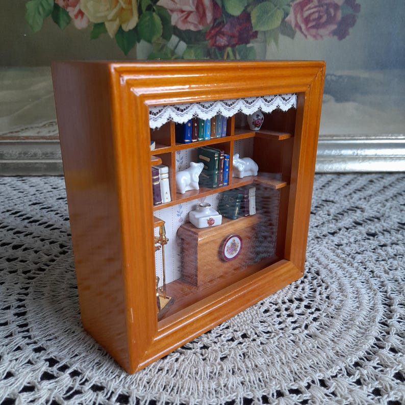 Vintage 1990s Reutter Porcelain Miniature Room Box, Stained Birch, Real ...