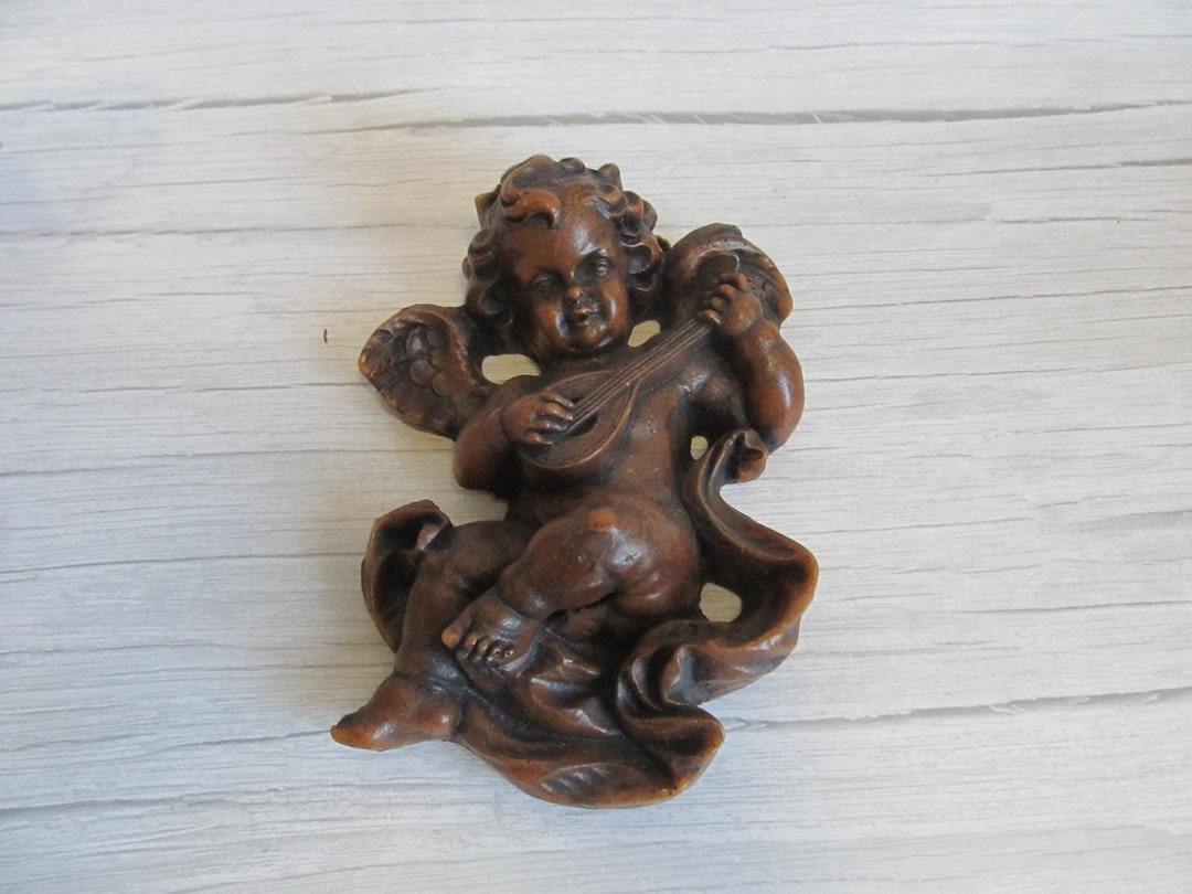 Vintage Wax Angel Wall Hanging, German Guardian Cherub Figurine - Etsy