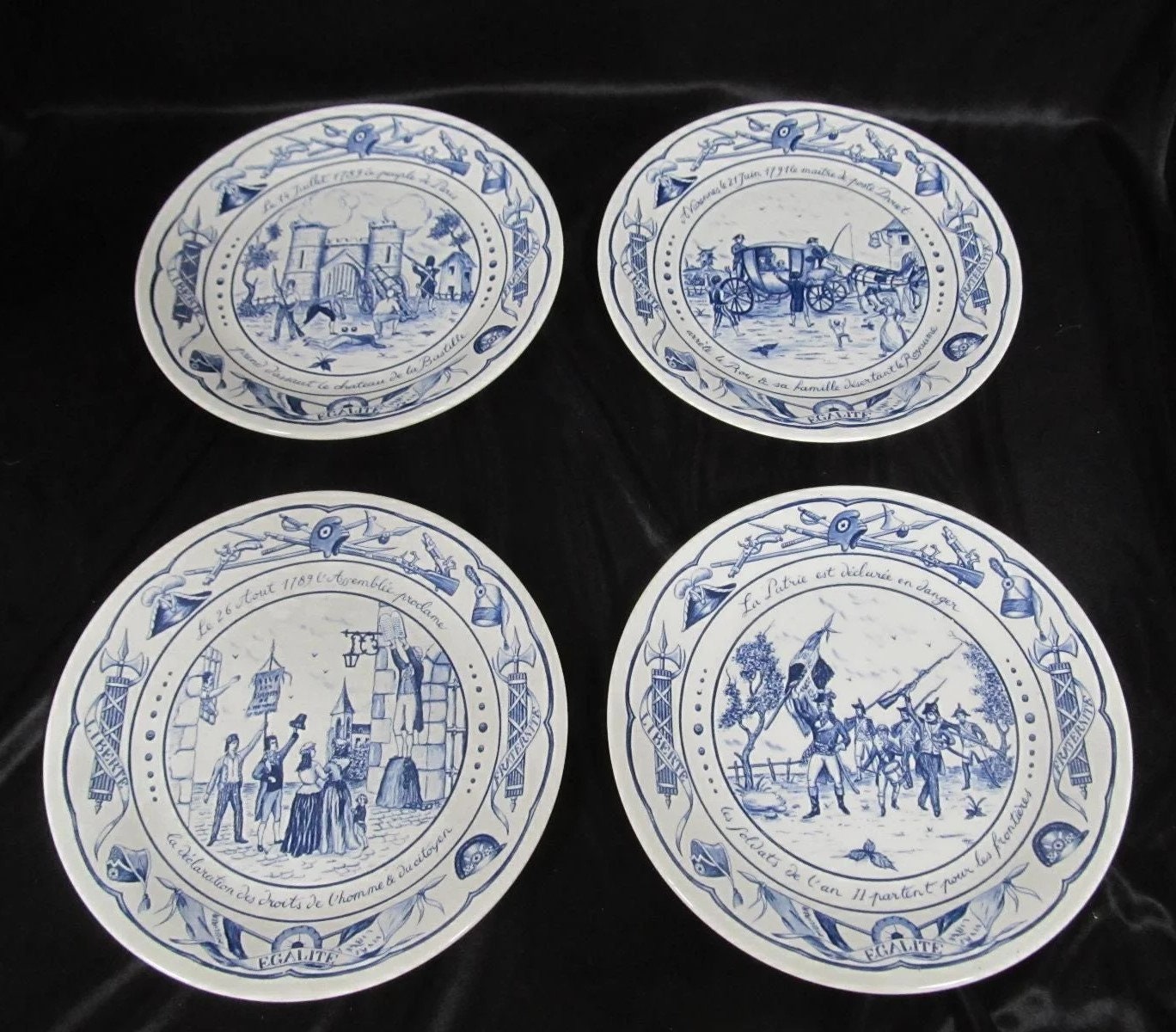 Set of Four Plates, Patriotic Plates From the History of France ...