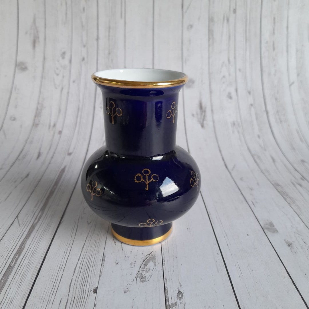 Lomonosov Porcelain LFZ Porcelain Vintage Vase Cobalt Blue Gilding ...