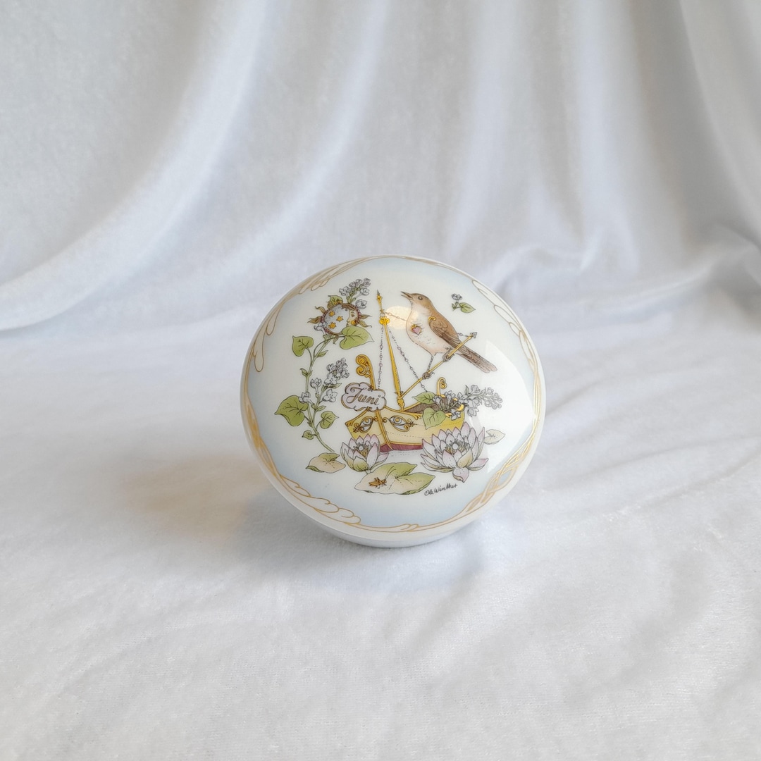Vintage Bone CHINA Covered Trinket Box Jewelry Box Nightingale and ...
