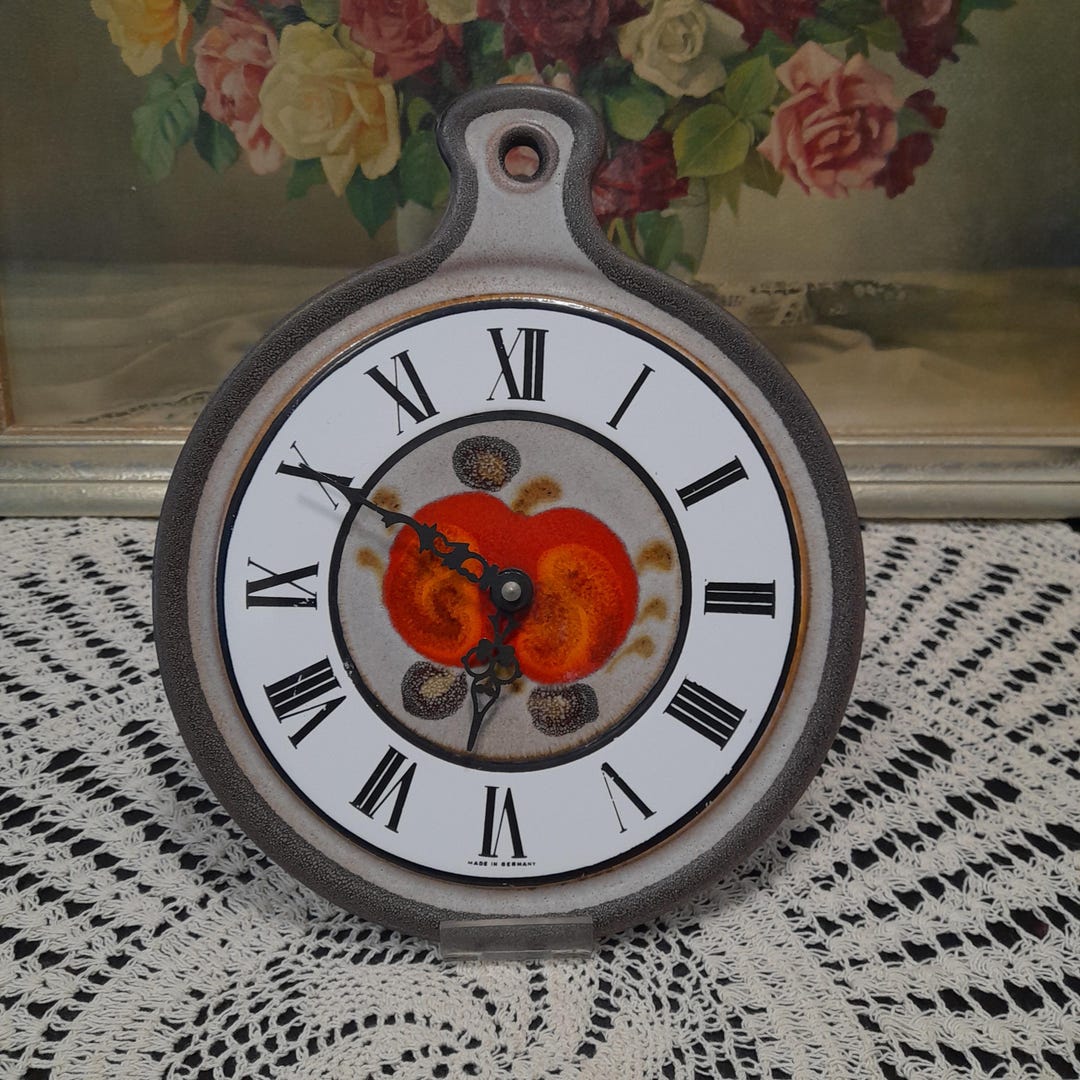 Vintage Working Ceramic Wall Clock With Quartz Movement, Hand Painted ...