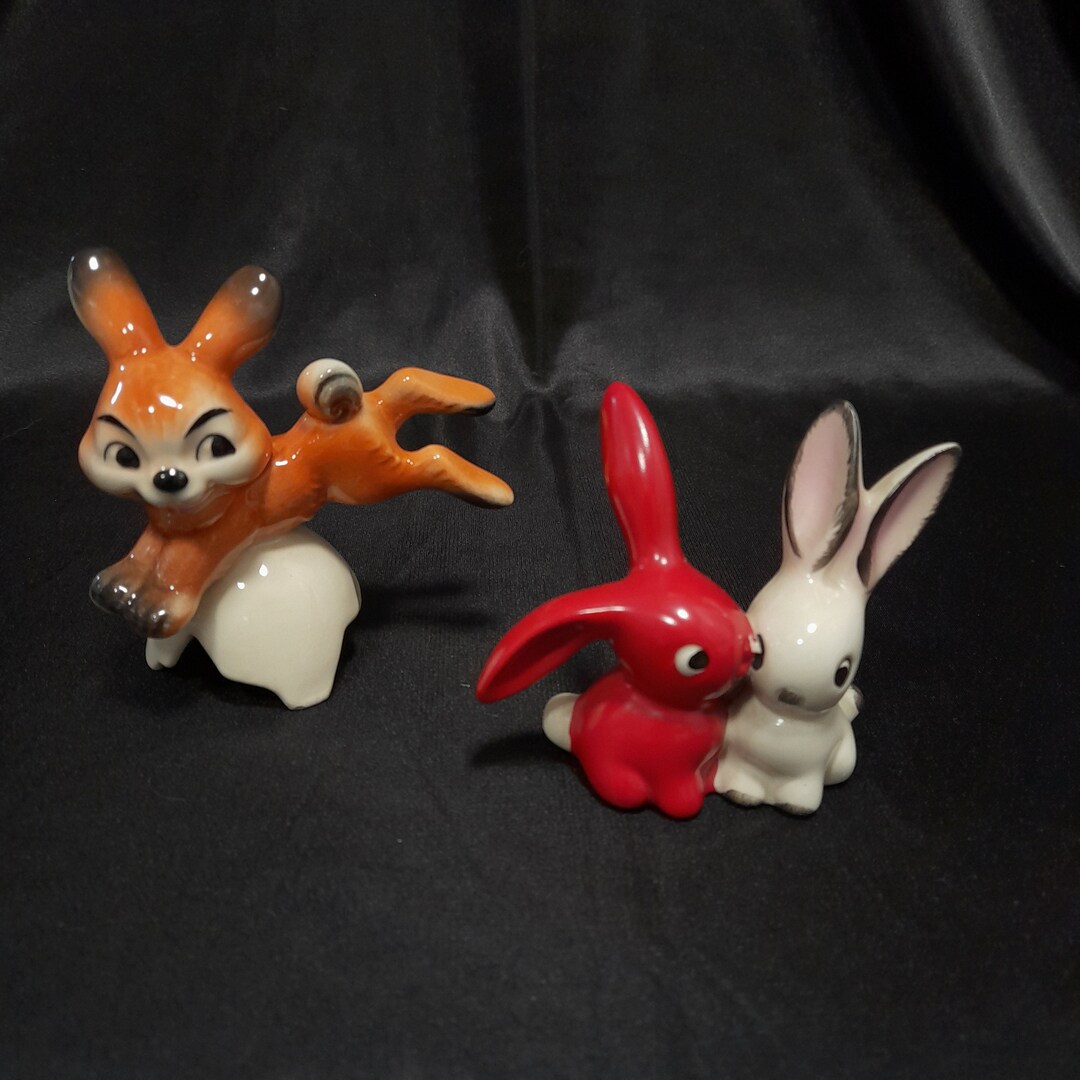 Small Vintage Goebel Porcelain Figurine Eggshell Brown Bunny, Rabbit ...