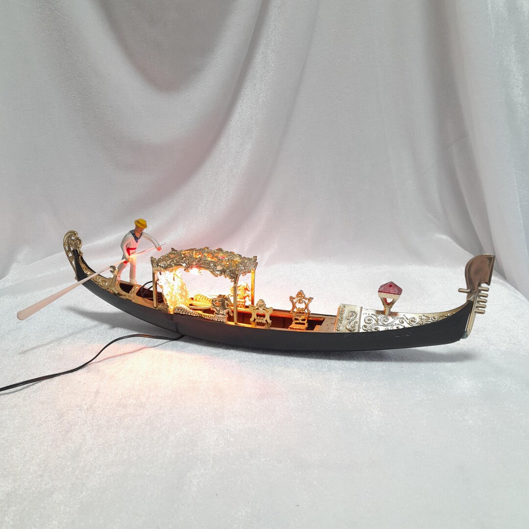 Vintage Venetian Gondola Model With Lights, Illuminated Plastic ...
