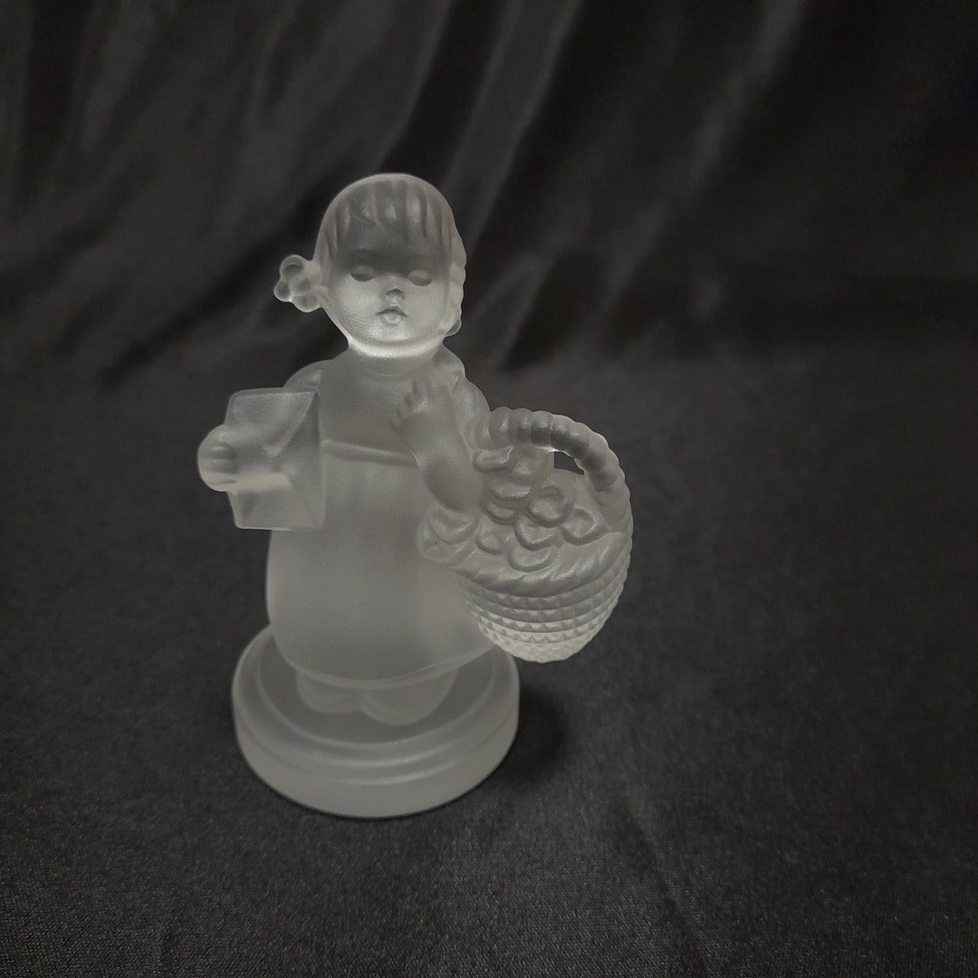 Goebel Hummel Frosted Glass Figurine - Meditation, Girl With Basket ...