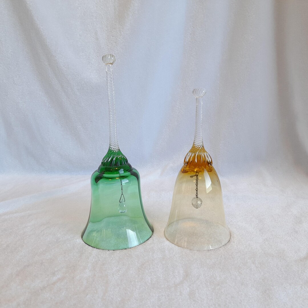 Vintage Czech Bohemian Glass Dinner Bell: Emerald Green or Amber - Etsy