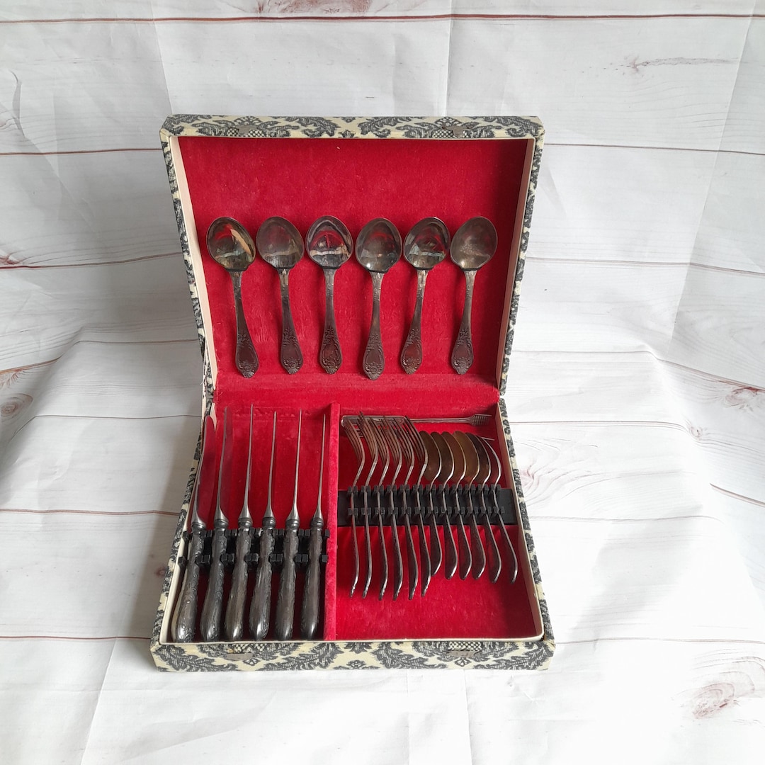 Vintage Melchior 24 Piece Cutlery Set, Knives, Forks, Spoons, Teaspoons ...