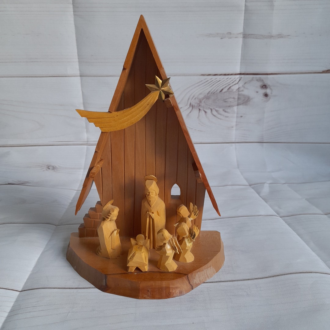 Vintage Bethlehem Nativity Scene Folk Art Germany Erzgebirge Hand ...