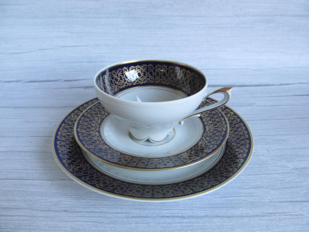 Vintage Echt Kobalt Trio Breakfast Set, Baroque Pattern, Germany ...