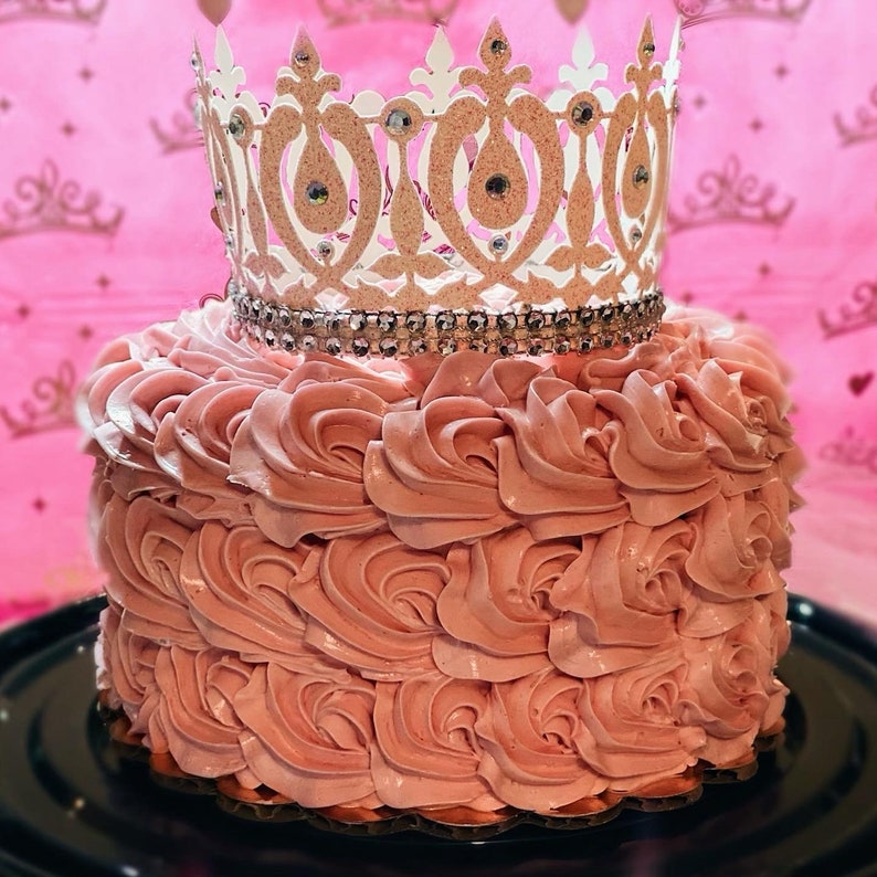 Light Pink Glitter Crown Cake Topper - Etsy