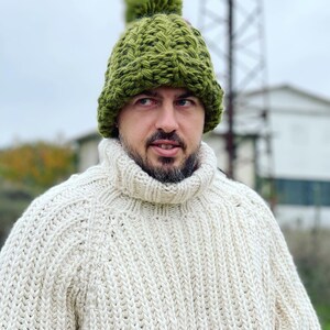 Chunky Wool Hat, Hand Knit Wool Hat, Winter Hats, Beanie Hat, Unisex ...