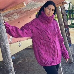 Handmade Pink Sweater, Turtleneck Collar Sweater, Sexy Very Warm ...