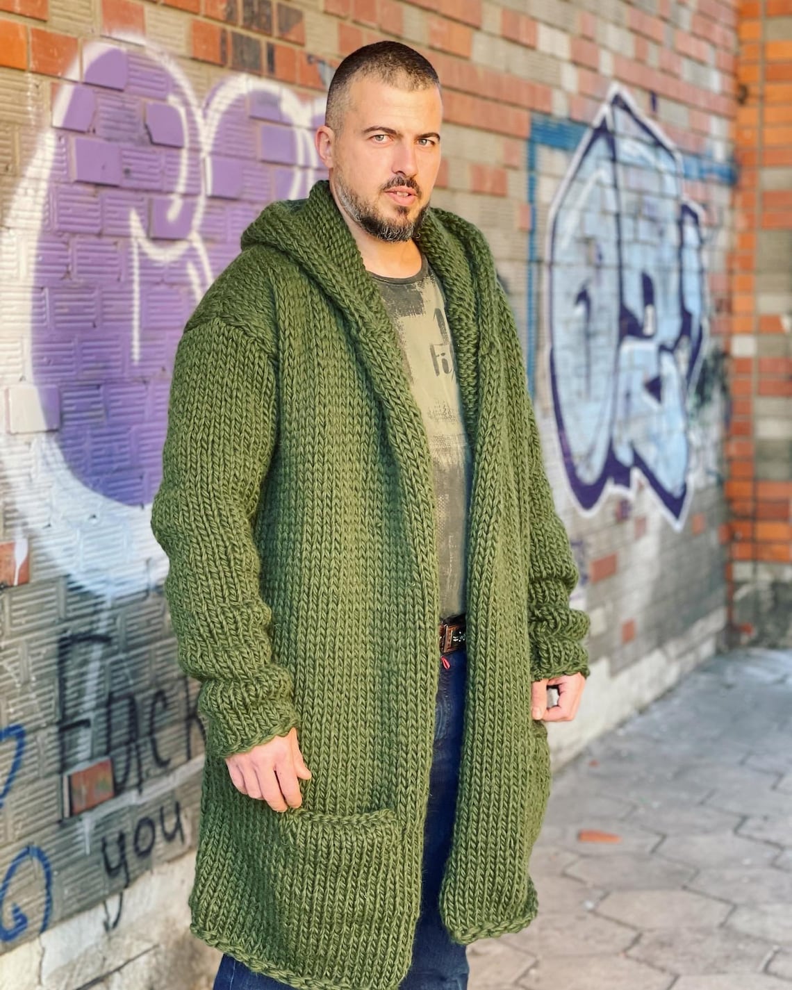 Chunky Wool Mens Cardigan Oversized Mens Coat Handmade | Etsy