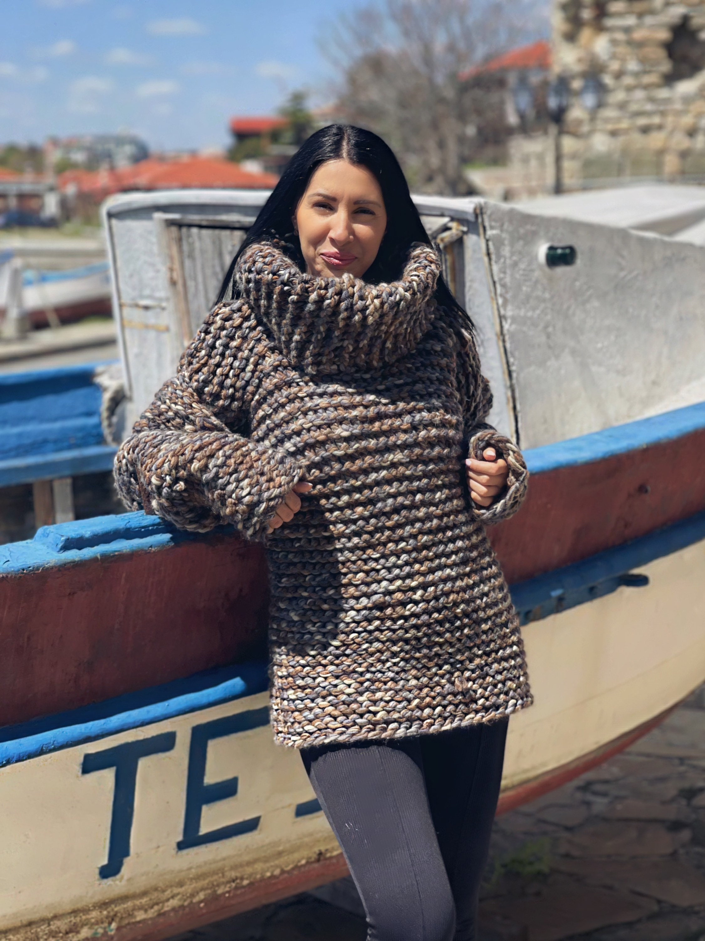 Super Chunky Women Sweater, Winter Big Knit Sweater, Enormous Wool ...