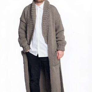 New Very Long Hand Knitted Wool Men’s Coat, Thick and Heavy Warm Men’s ...