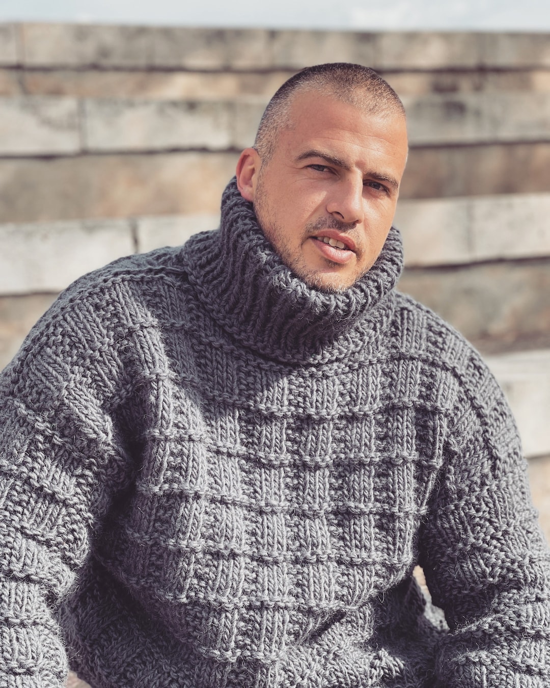 Big Knit Sweater, Men Jumper, Winter Wool Turtleneck, Very Warm, Thick, Chunky Sweater, Men’s ...