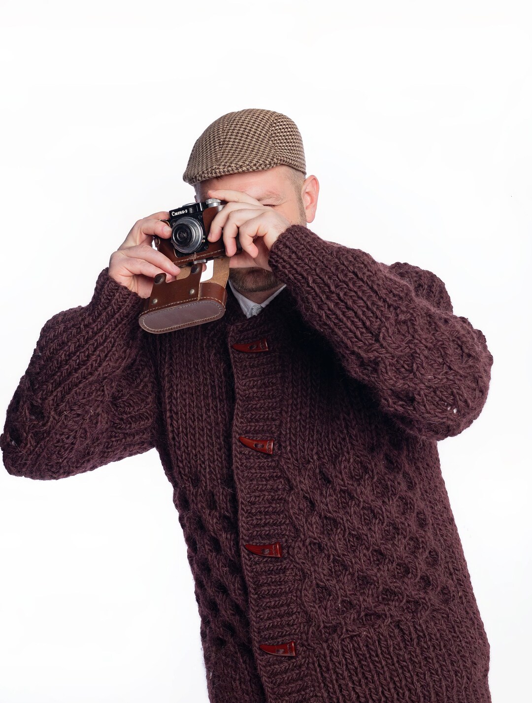 Hand Knitted Chunky Wool Men’s Cardigan, , Thick Knitted Wool Jacket ...