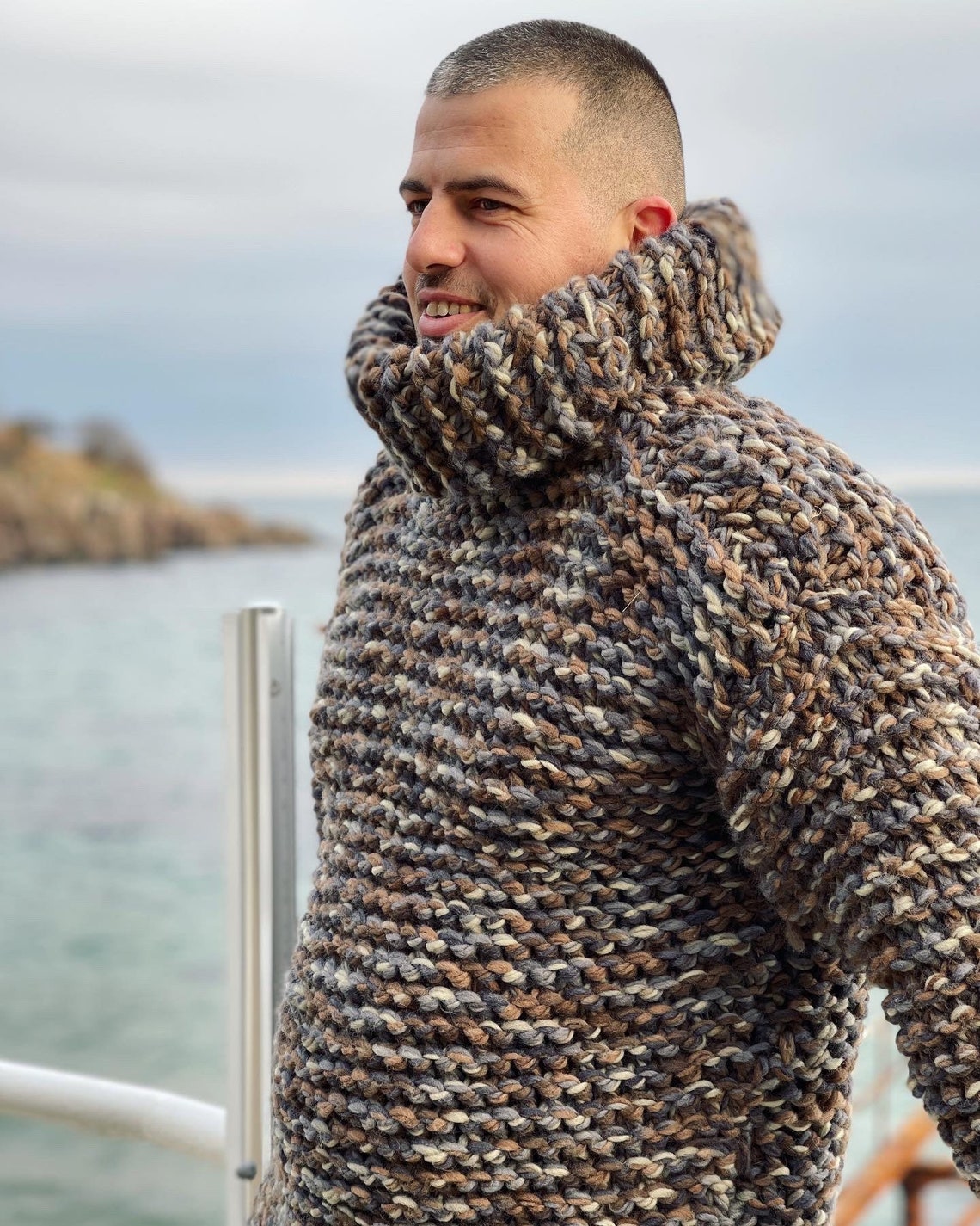 Hand Knit Super Chunky Sweater, Bulky Jumper, Bear Sweater, Men’s ...