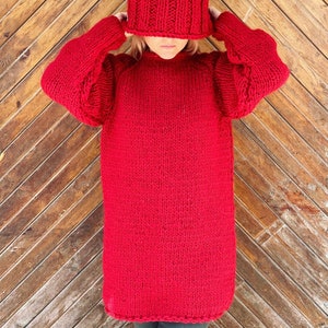 Red Women Jumper, Pure Wool Sweater, Turtleneck Collar Sweater, Warm ...