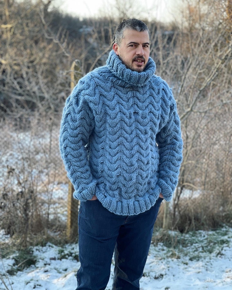 2XL Ready to Ship, Hand Knit Super Chunky Sweater, Bulky Jumper, Pure ...